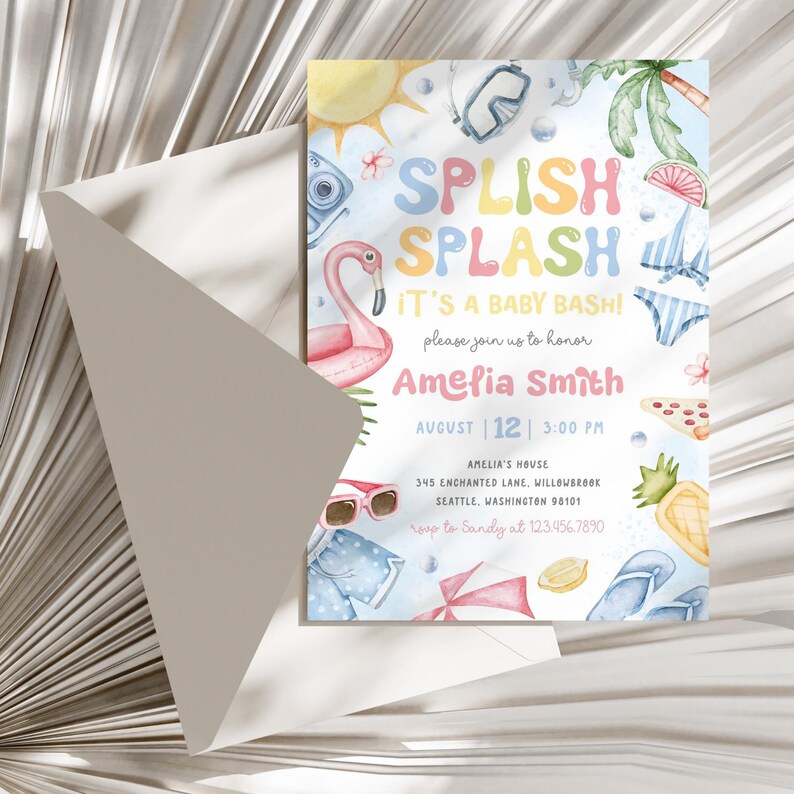 Editable Splish Splash Baby Shower Invitation | Beach Baby Shower ...