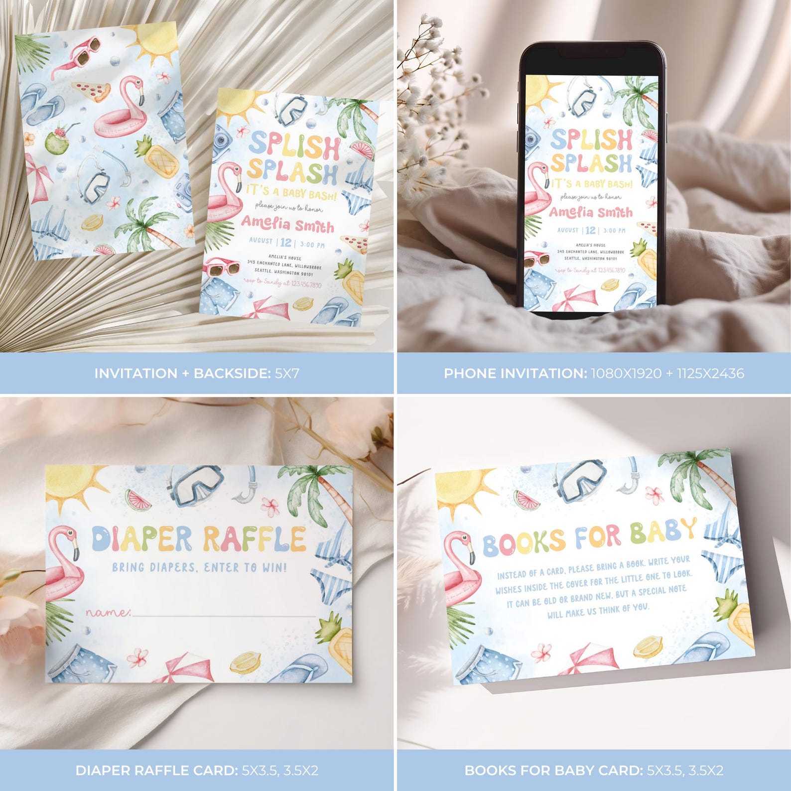 Splish Splash Baby Shower Bundle | Editable Beach Baby Shower ...
