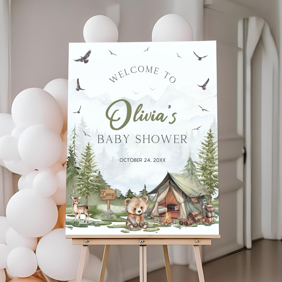 Little Camper Baby Shower Welcome Sign | Camping Baby Shower Welcome ...