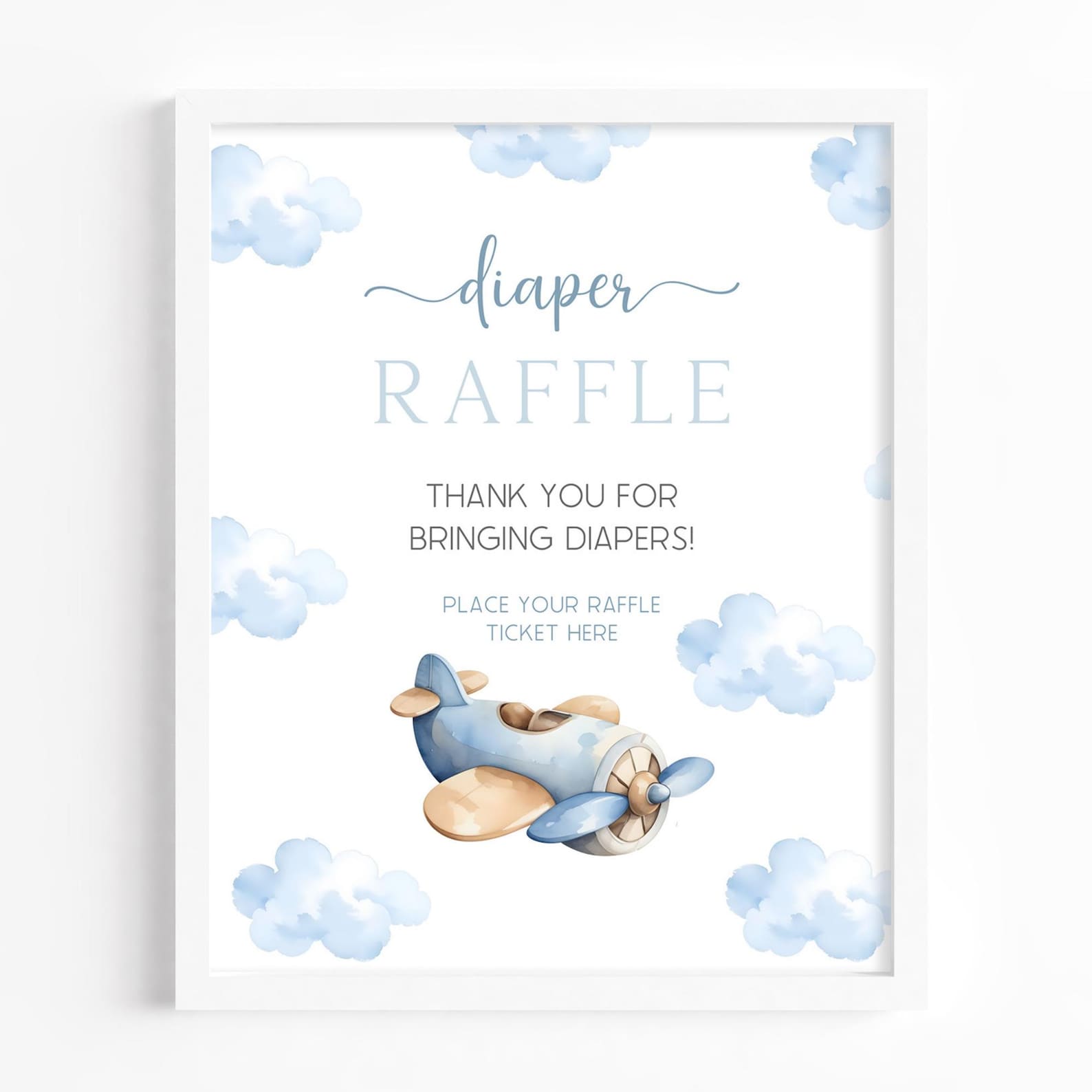 Blue Airplane Baby Shower Table Signs Bundle | Editable Vintage Plane ...