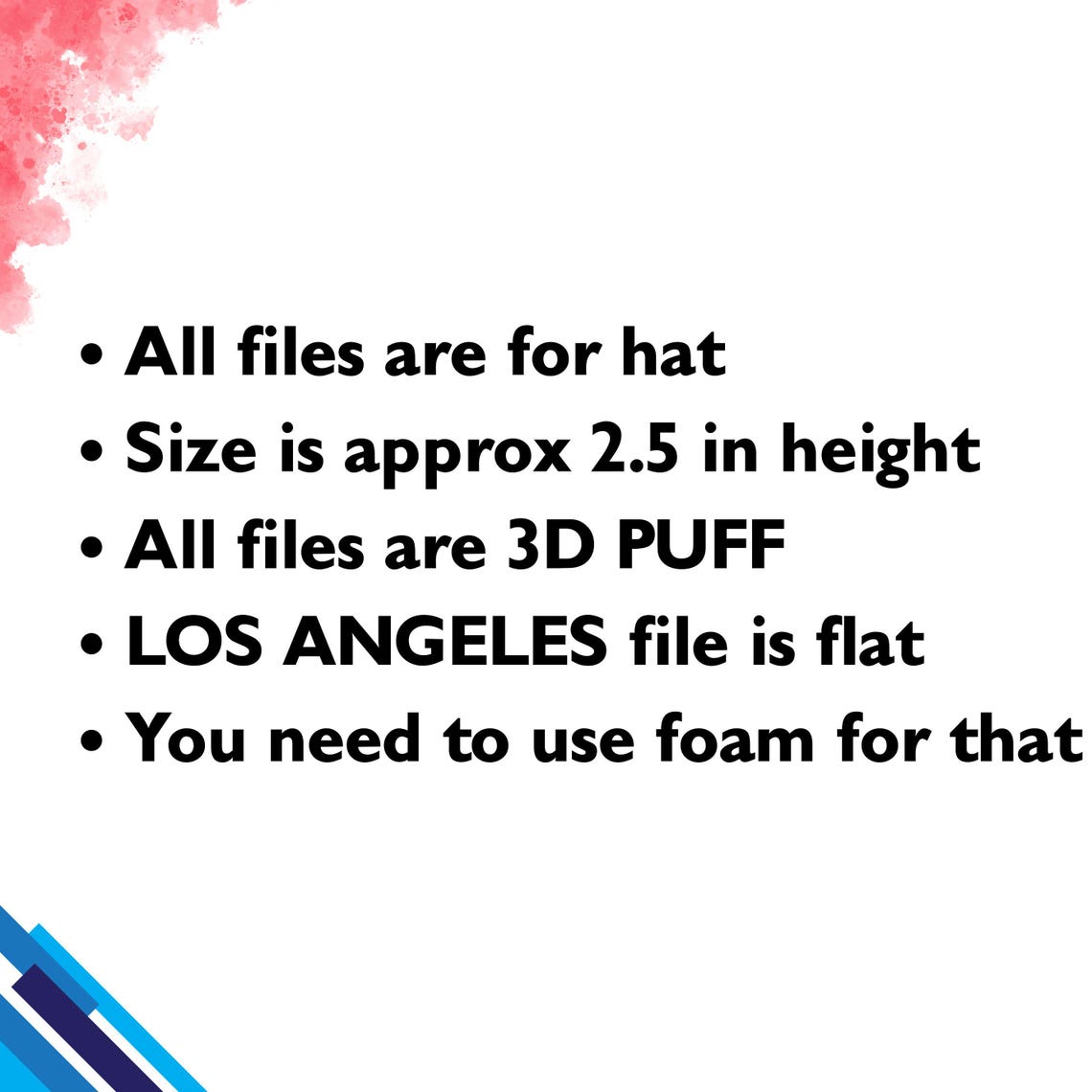 10 LA 3D Puff Embroidery Designs for Hats - Los Angeles Embroidery ...