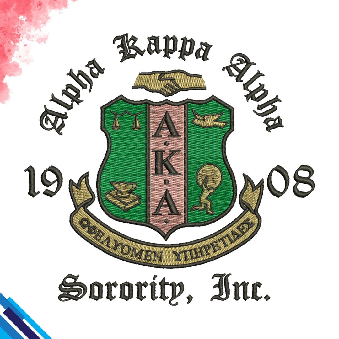 Alpha Kappa Alpha 1908 AKA Sorority Embroidery Design | Dst Pes Jef Emb ...