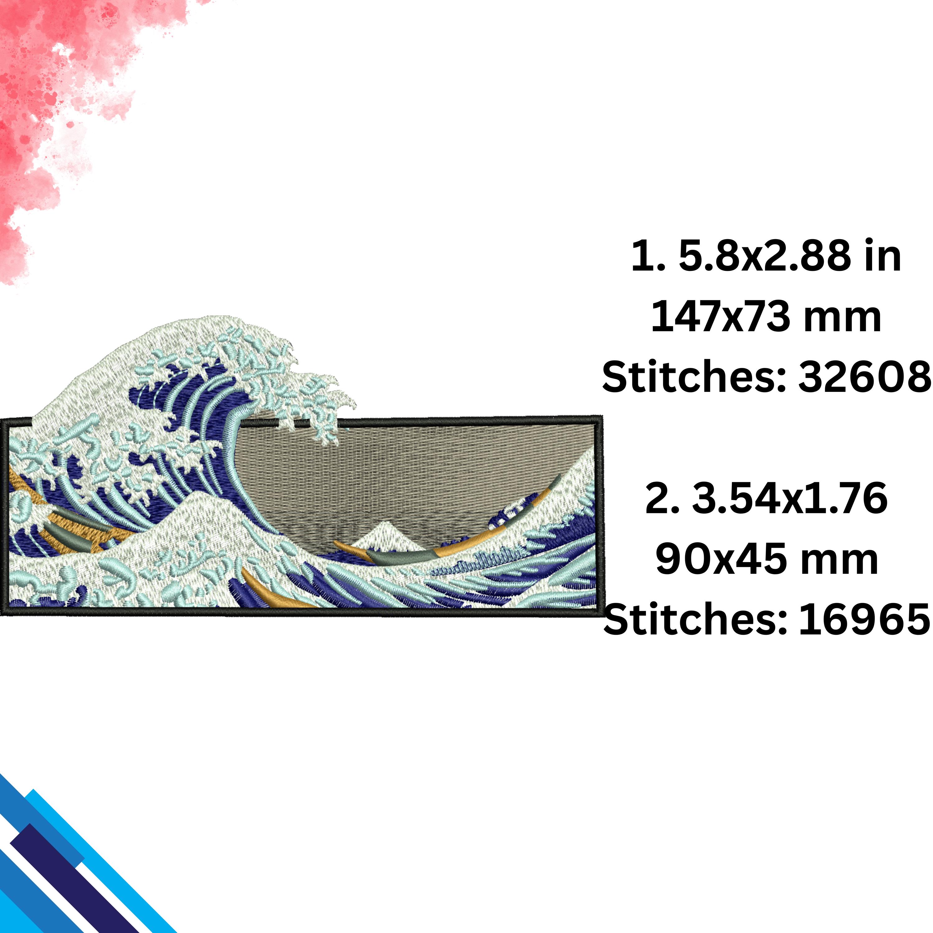 Waves Embroidery Design – Ocean Wave Machine Embroidery – 2 Sizes ...