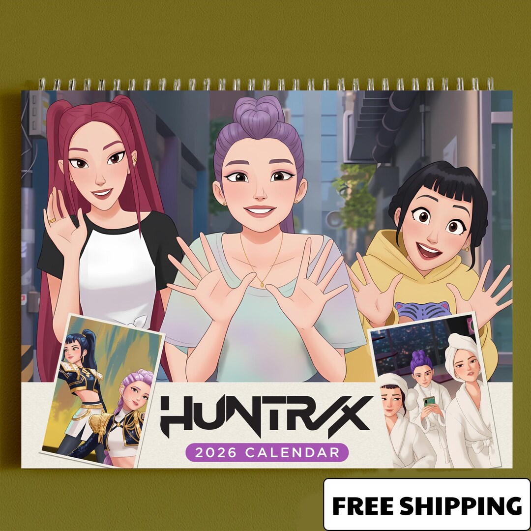 Huntrix Kpop Demon Hunter Calendar 2026, Anime Kpop Art Monthly Planner ...