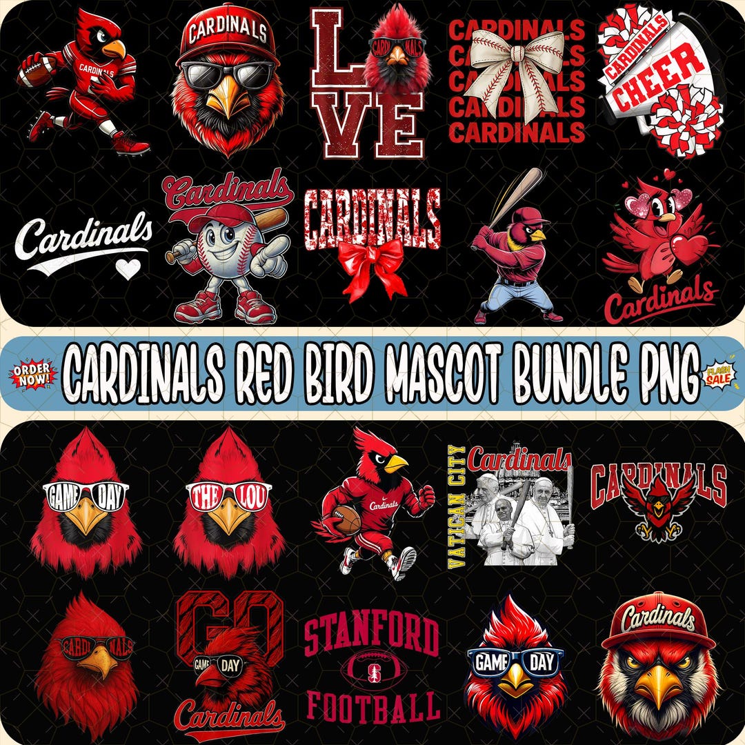 Red Bird Mascot Spirit Bundle PNG, Game Day Mascot Sublimation Pack ...