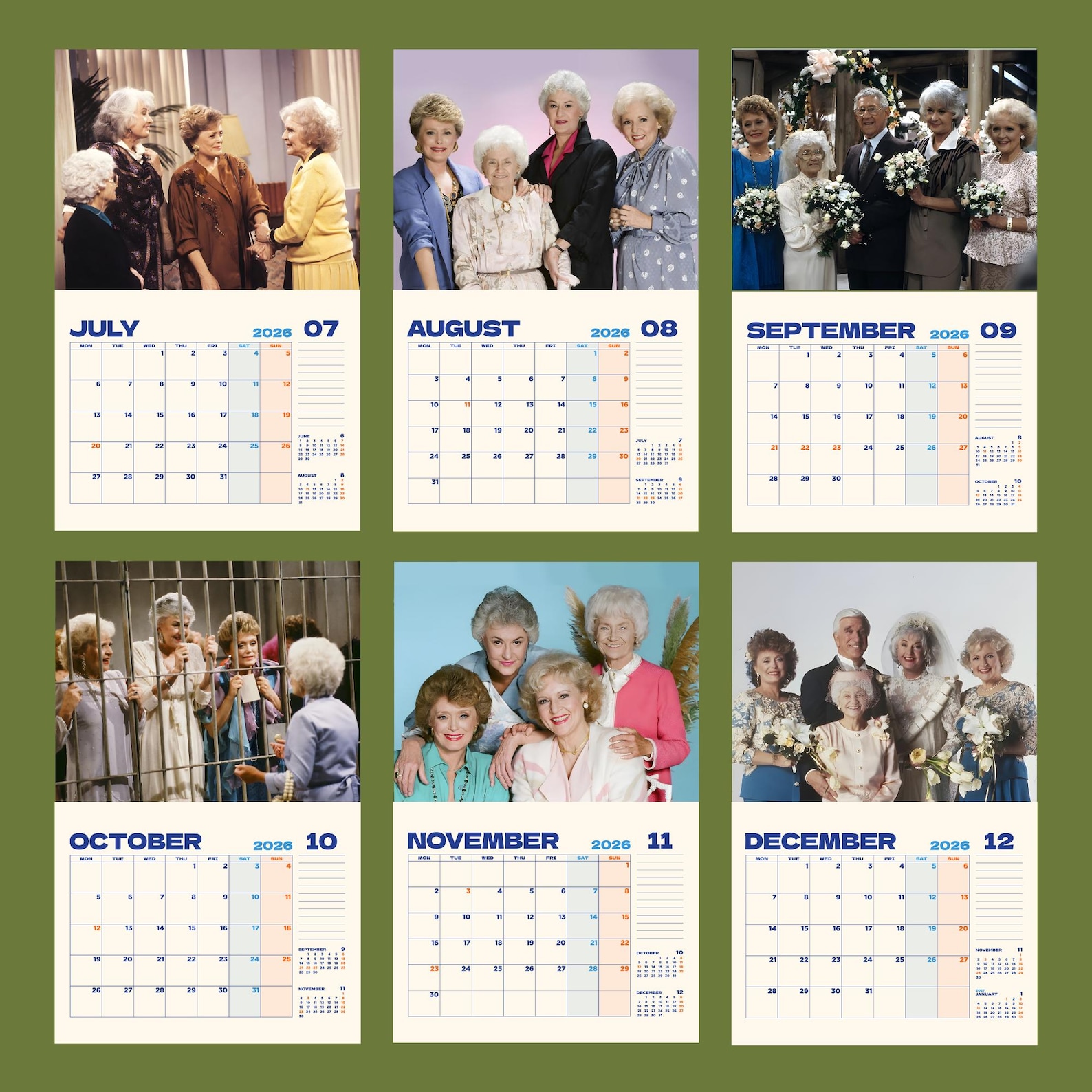 The Golden Girls 2026 Wall Calendar, Grandma Monthly Planner - Etsy Canada