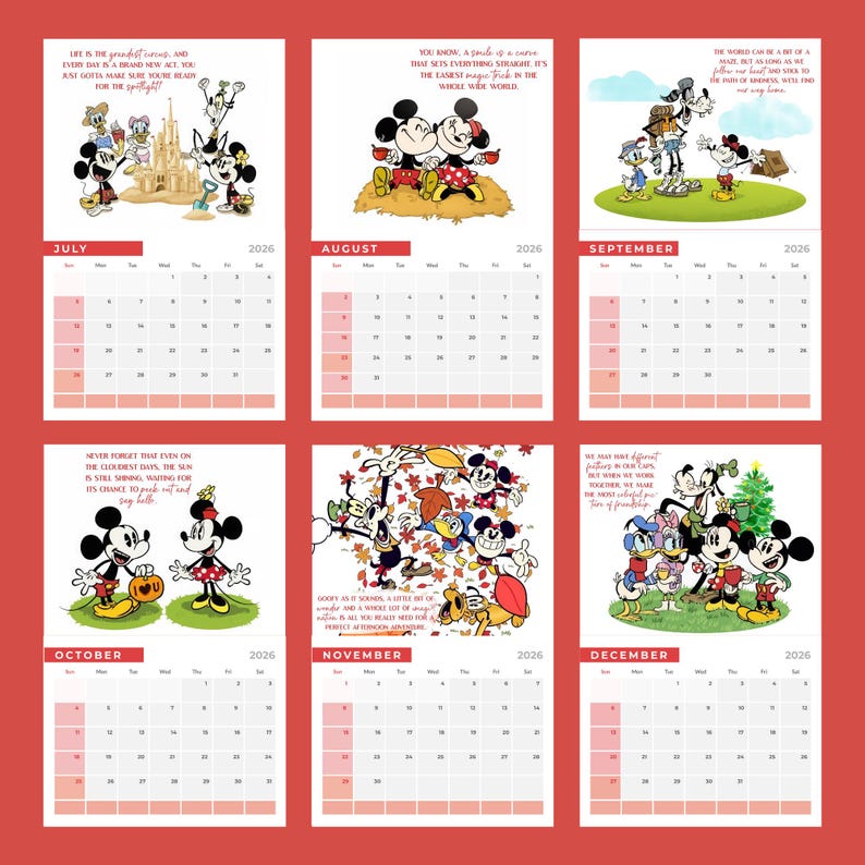 2026 Classic Mickey and Friends Calendar, 12 Month Wall Calendar ...
