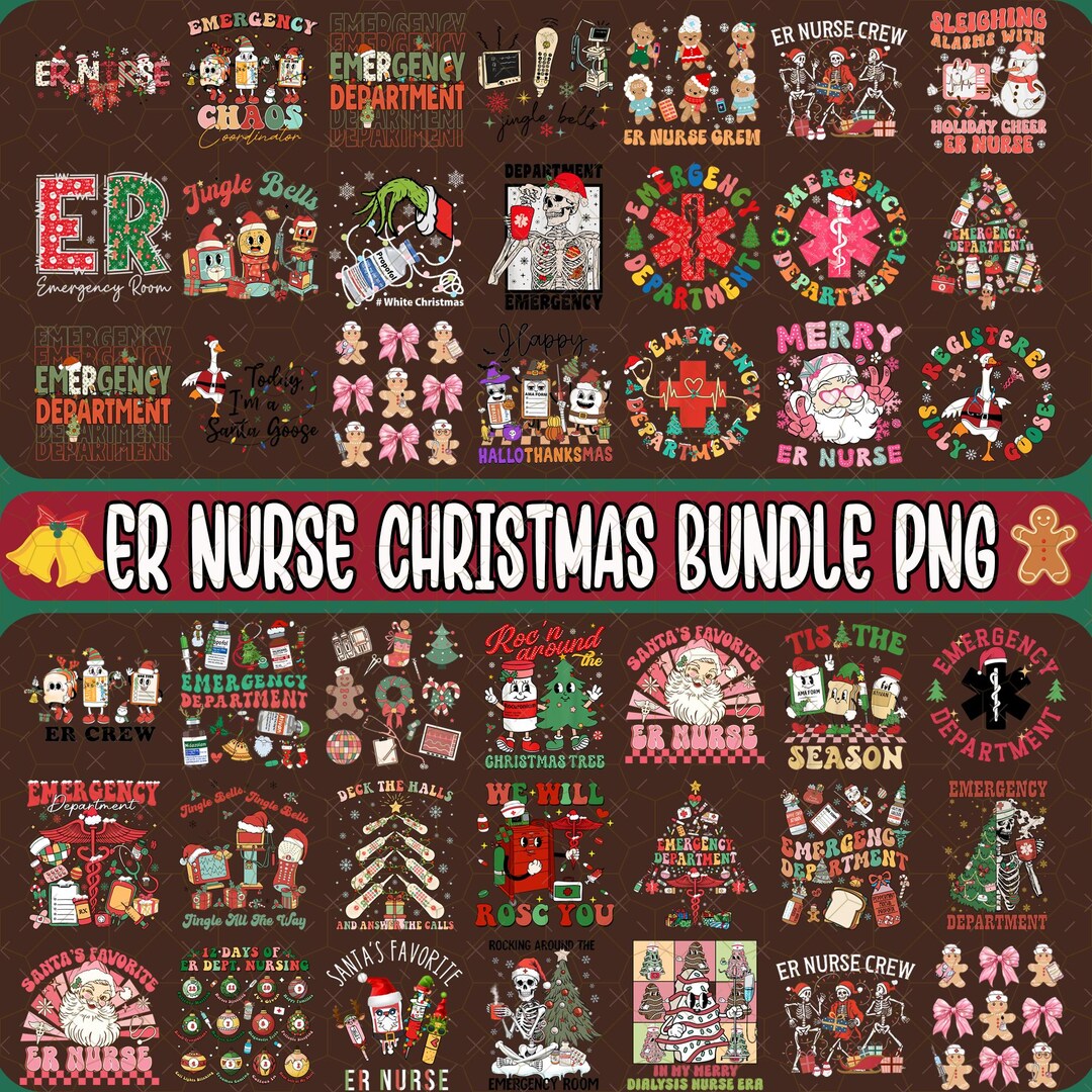50+ Emergency Department Christmas PNG Bundle, Holiday ER Png, RN ...