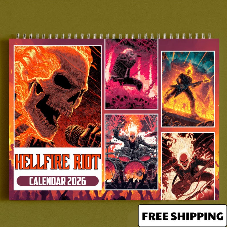 Hellfire Riot 2026 Wall Calendar, Gothic Punk Rock Band Monthly Planner ...