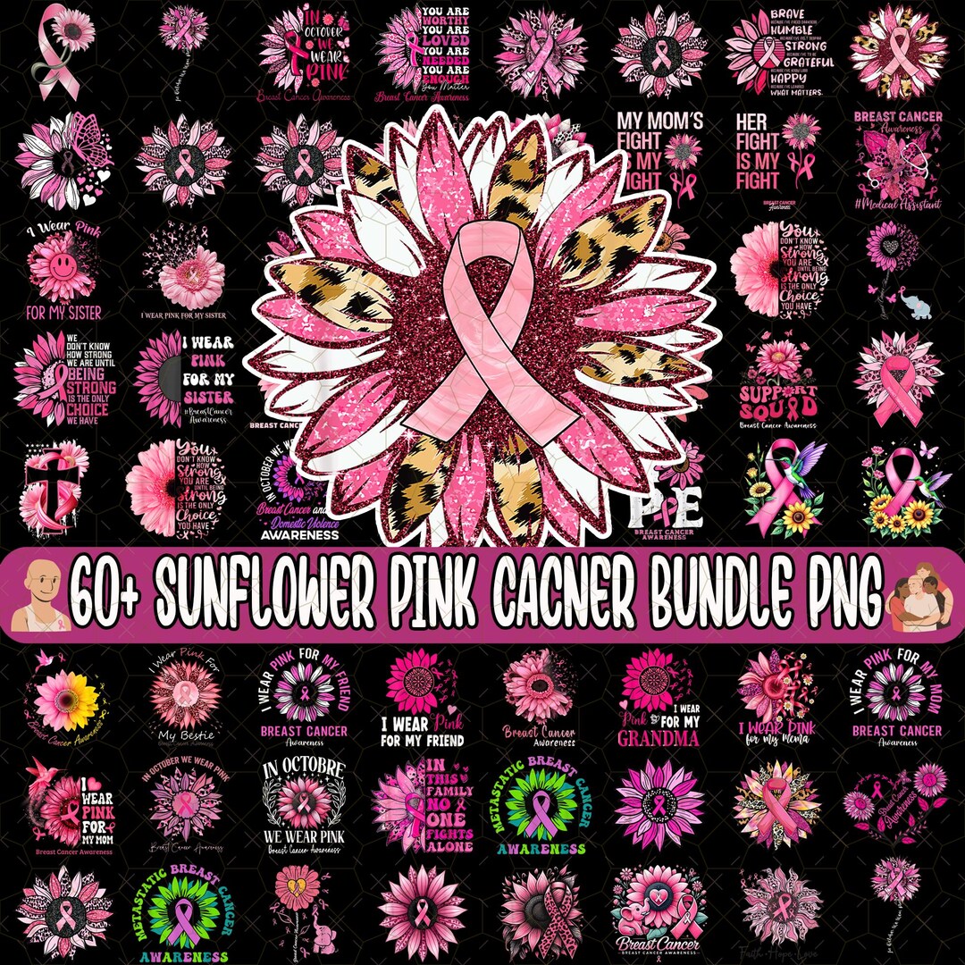 60+ Breast Cancer Awareness Sunflower PNG Bundle, Pink Sunflower Png ...