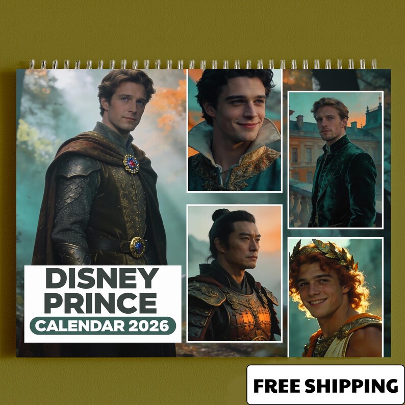 Disney Prince Live Action 2026 Wall Calendar, Handsome Disney Monthly ...