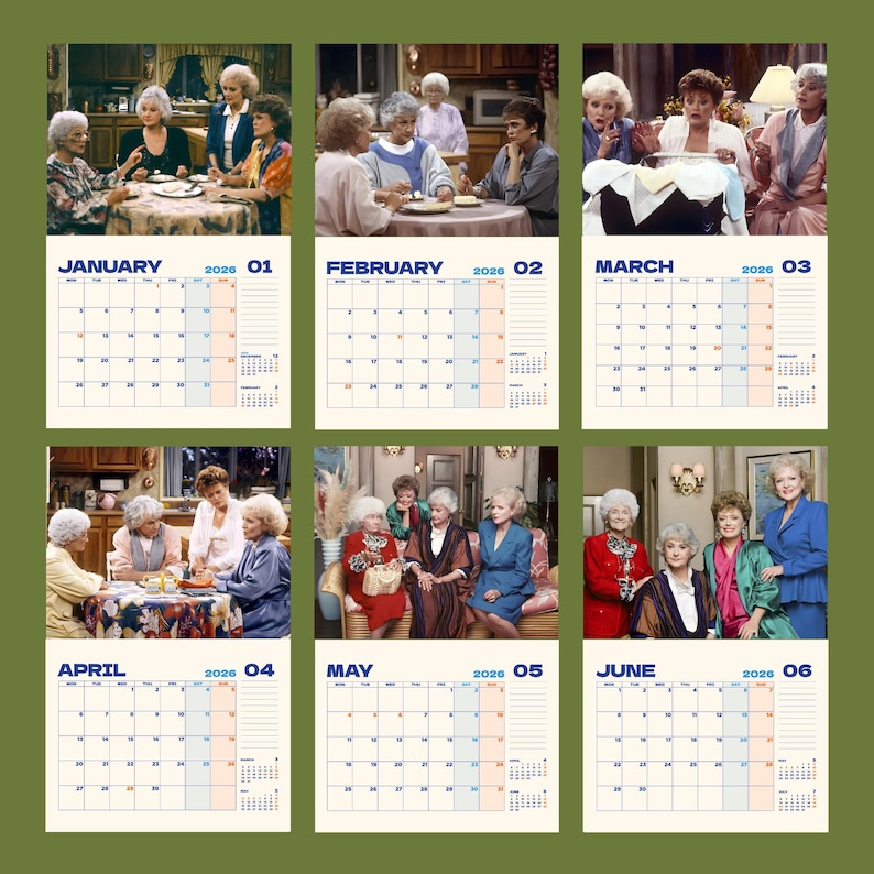 The Golden Girls 2026 Wall Calendar, Grandma Monthly Planner - Etsy ...