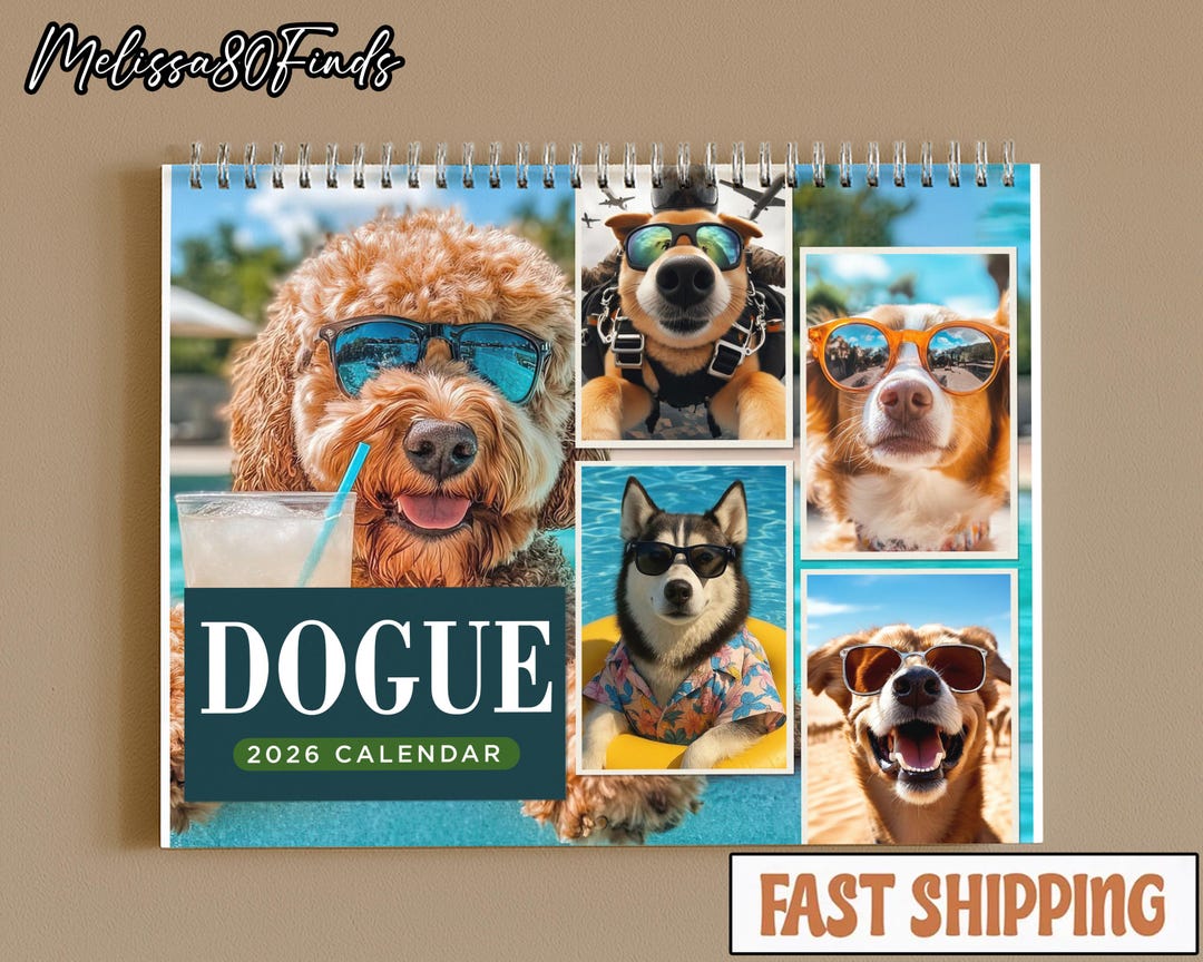 Funny Dogue Calendar 2026, Cute Puppy Wall Calendar, Dog Lover Gift ...