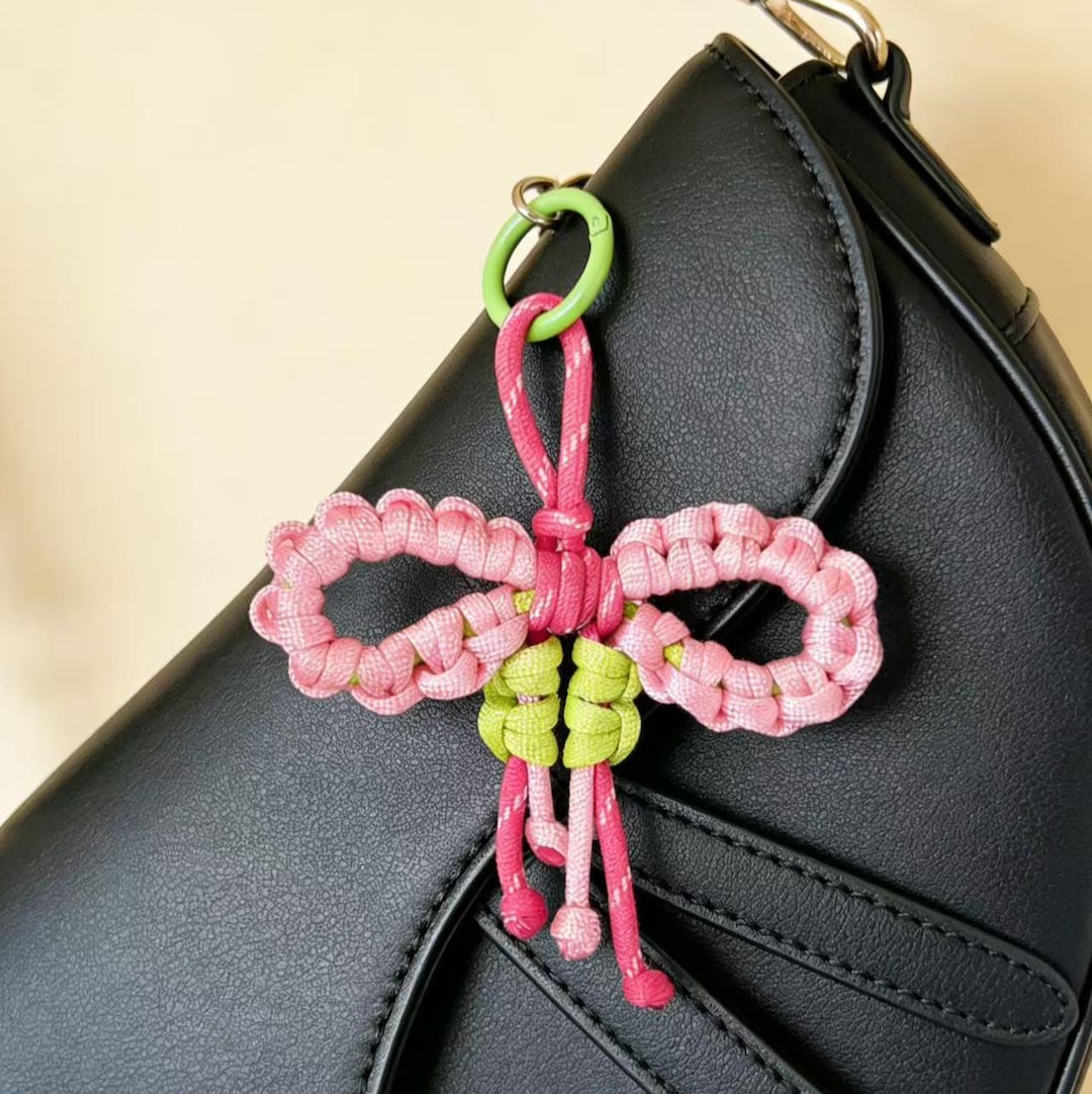 Handmade Paracord Bag Charm, Cute Bow Keychain, Colorful Rope Charm for ...