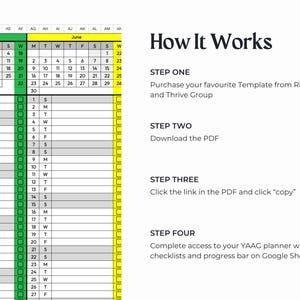 Rainbow Year at A Glance Planner Checklist With Progress Bar for Google ...
