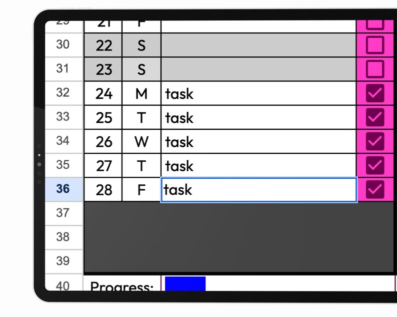 Rainbow Year at A Glance Planner Checklist With Progress Bar for Google ...