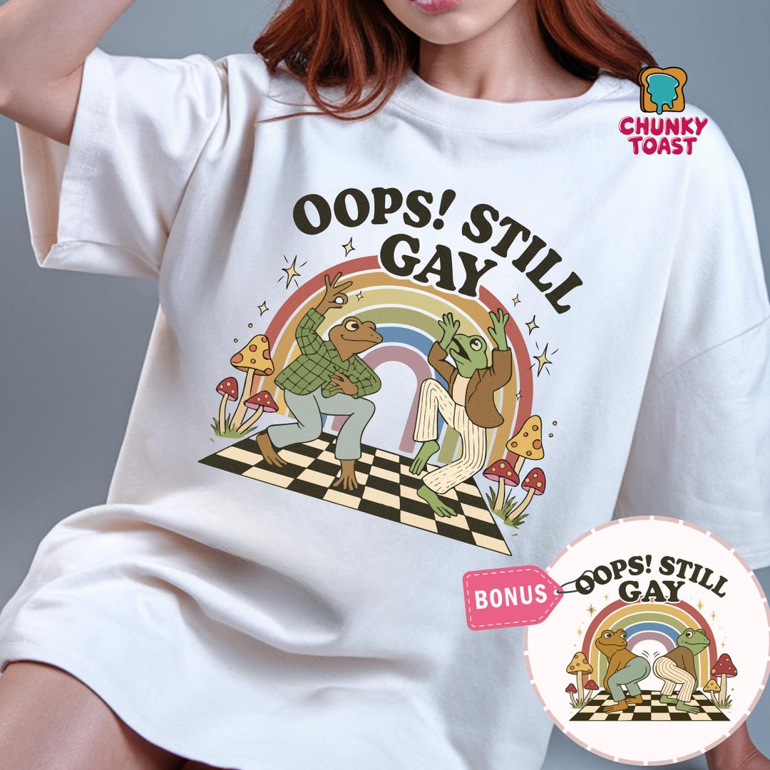 Oops Still Gay Frog PNG | Funny Pride Digital Art | Retro Dancing Frogs LGBTQ+ Sublimation ...
