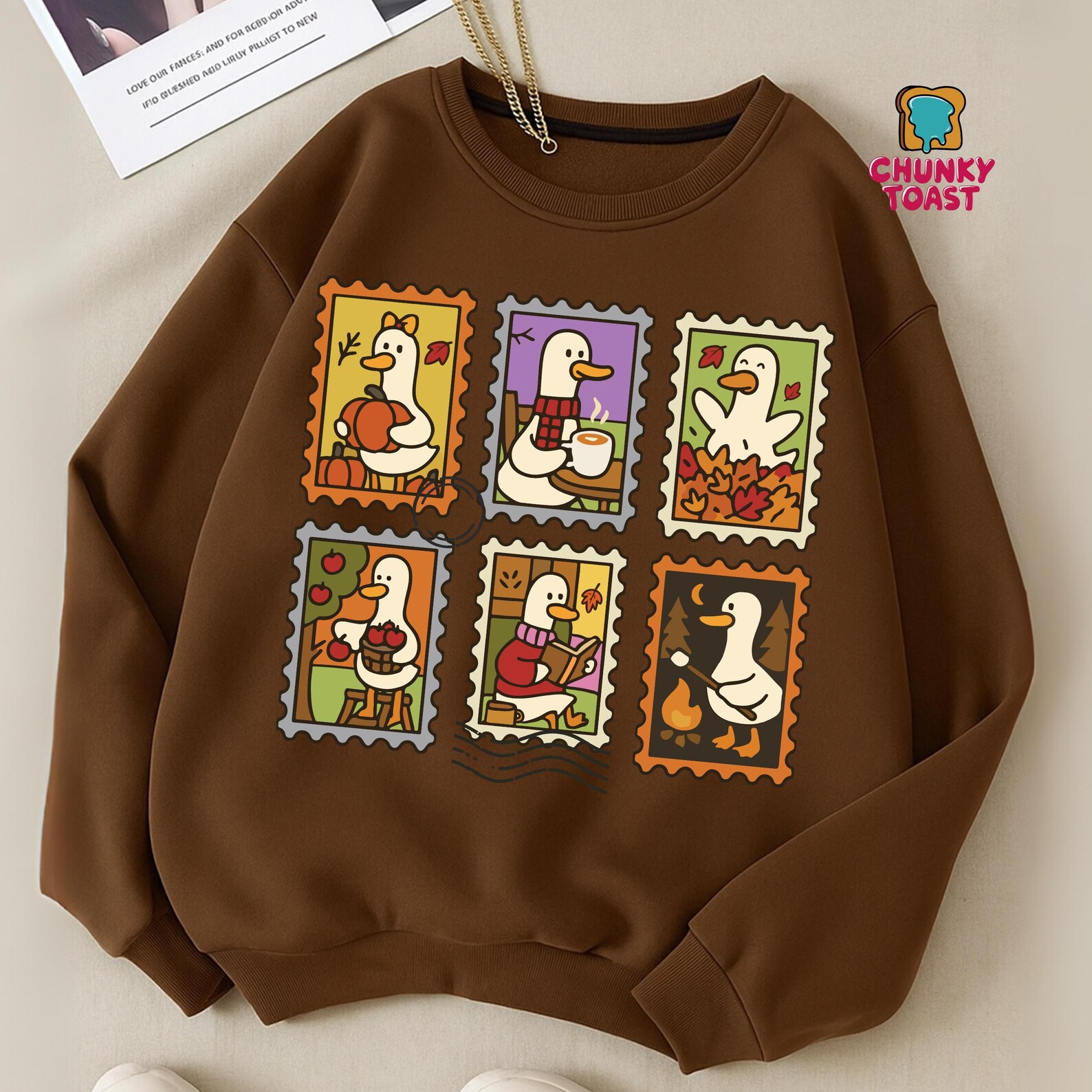 Silly Goose Fall Stamp PNG | Cute Autumn Goose | Autumn Vibe Png | Cozy ...
