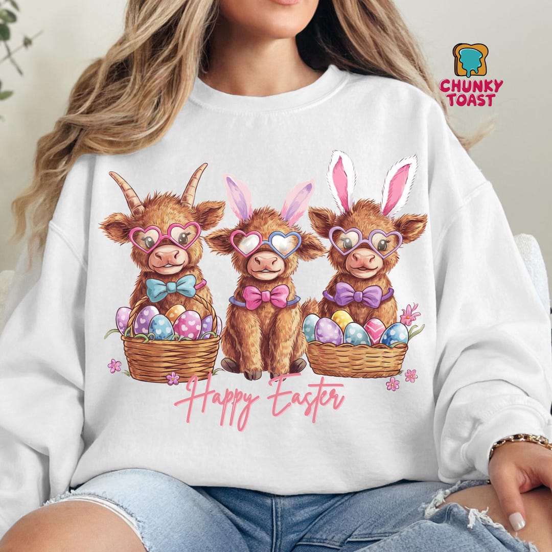 Easter Highland Cow PNG | Easter Highlander Cow I Brushstroke Highland ...