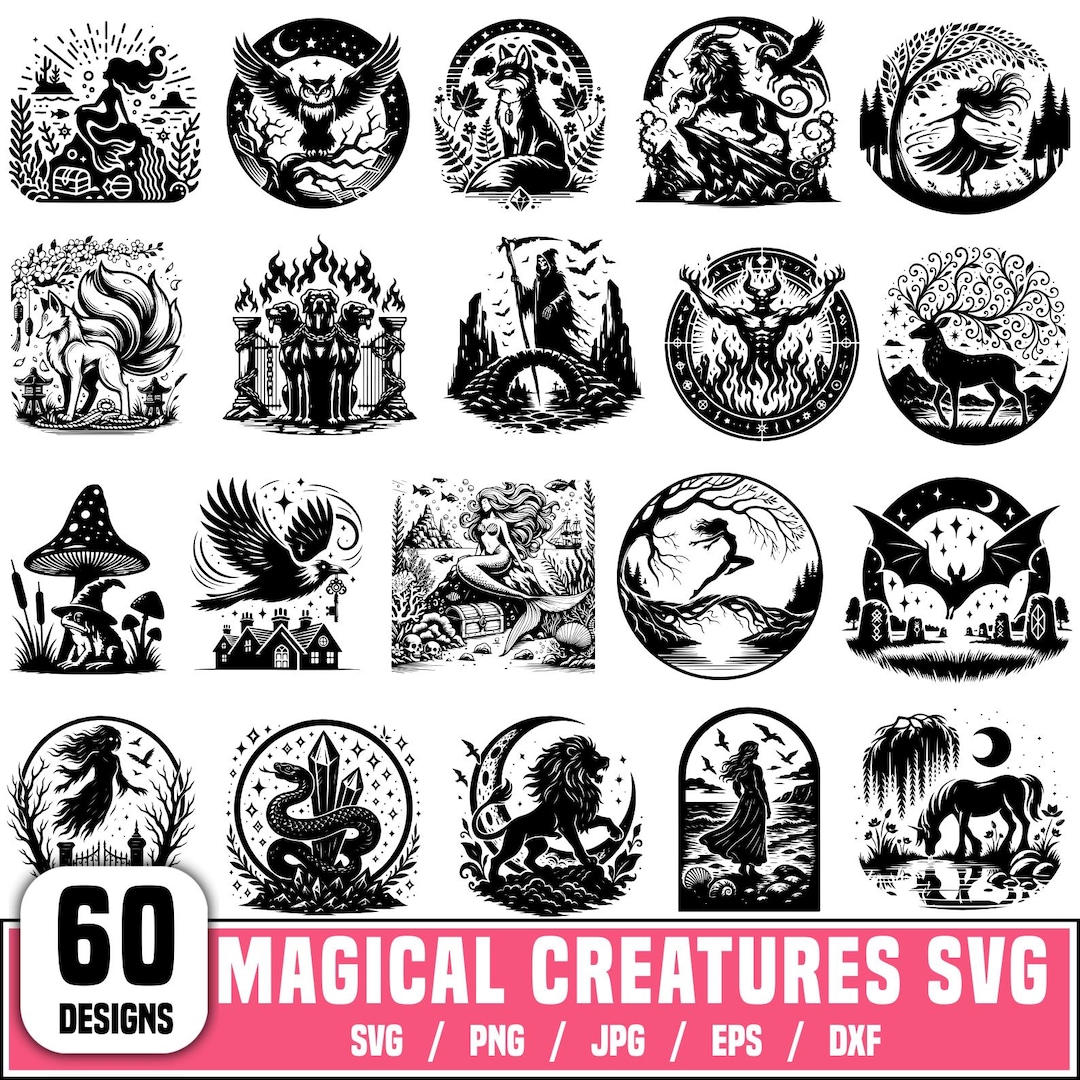 Magical Creatures SVG, Mythical Mythological Fantasy Animal Creatures ...