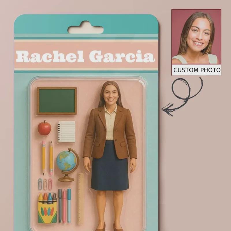 Full Body Custom Teacher Action Figure – 3D Toy Box Style Acrylic Car ...