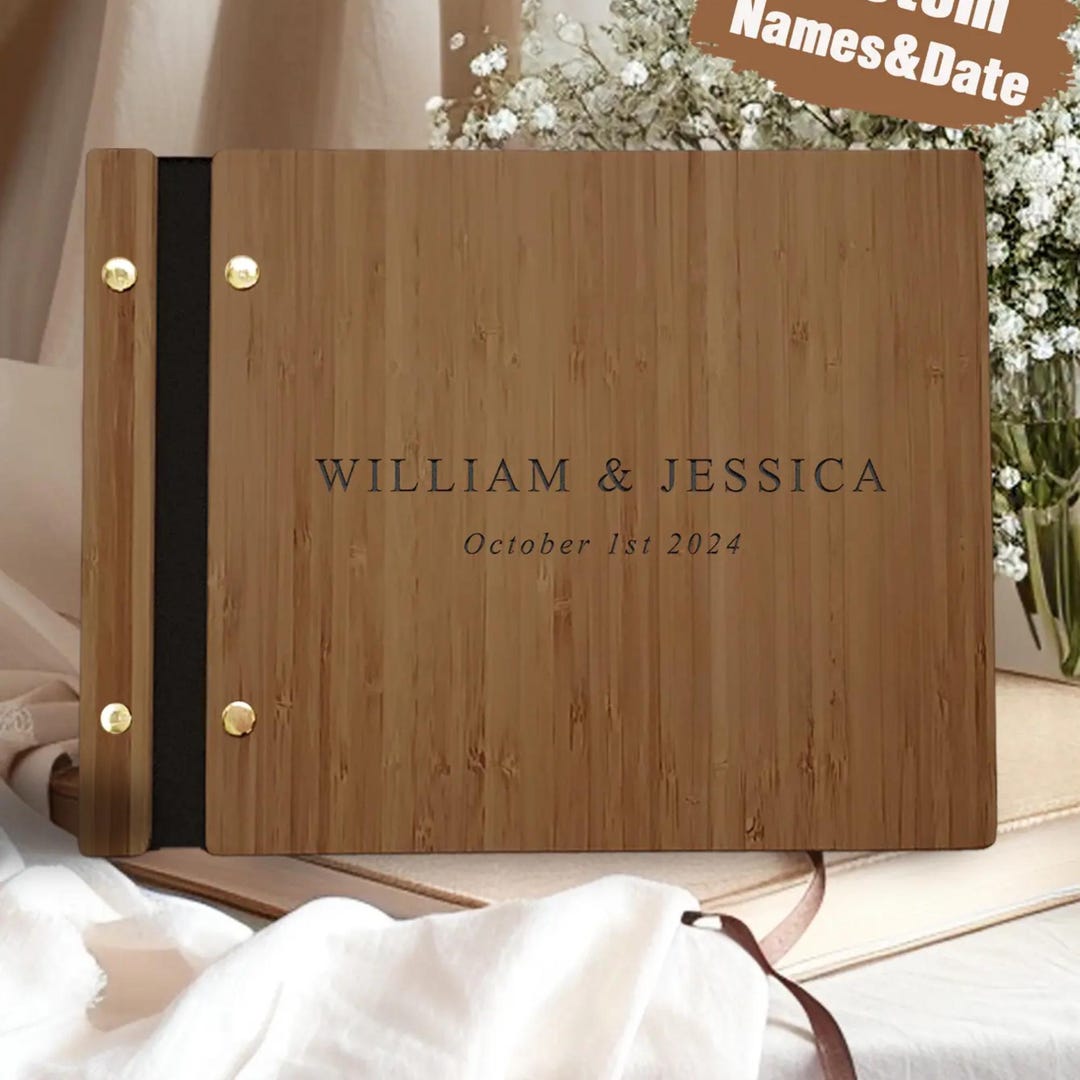 Wedding Guestbook With Custom Engraving, Personalized Wooden Wedding ...