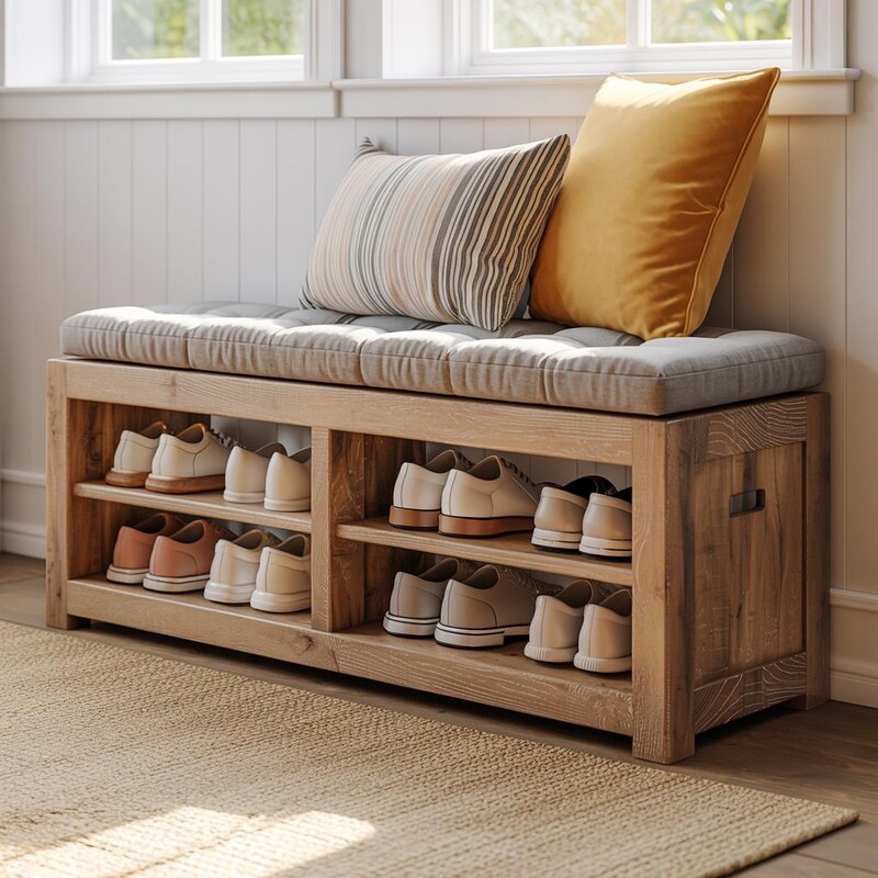 Long Rustic Wood Bench - Etsy