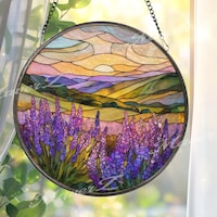 Lavender Stained Glass Look Art on Glossy Ceramic Tile Tileful Artful ...