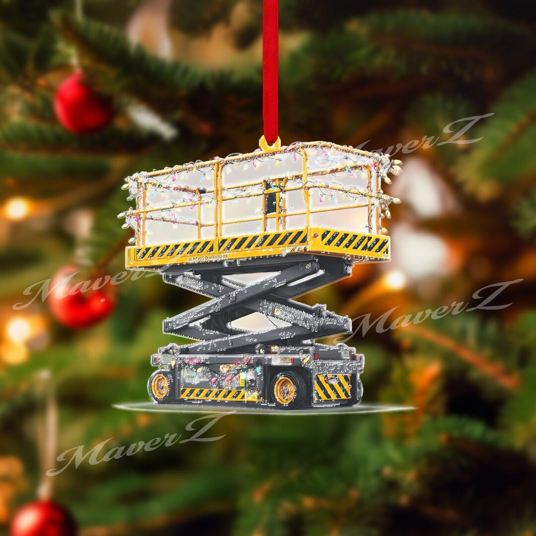 Scissor Lift Ornament, Construction Lift Art, Heavy Equipment Decor ...