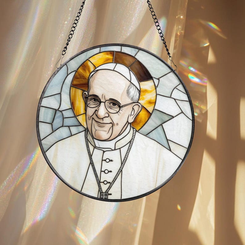 Pope Francis Stained Glass Suncatcher: Catholic Home Decor - Etsy