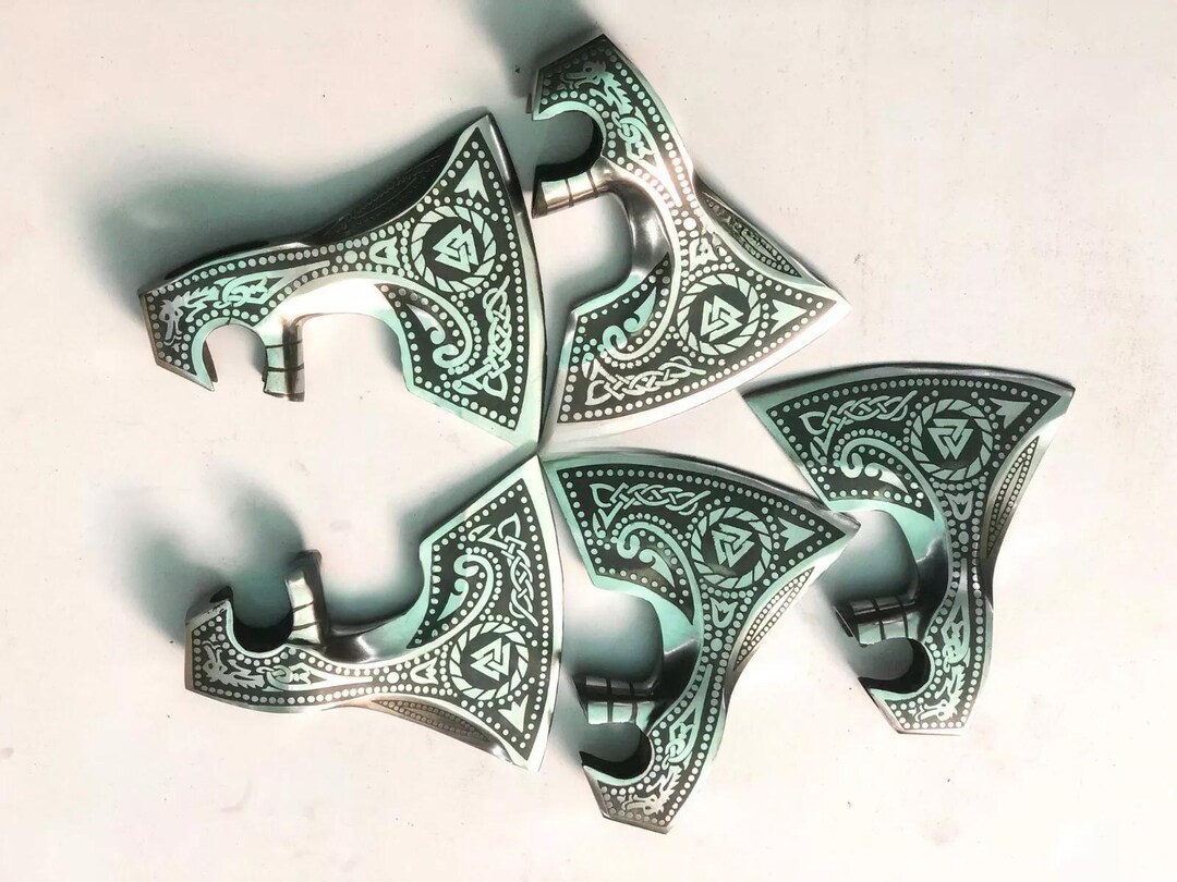 Custom Handmade Carbon Steel Axe Heads, Set of 5 With Leather Sheaths 6 ...