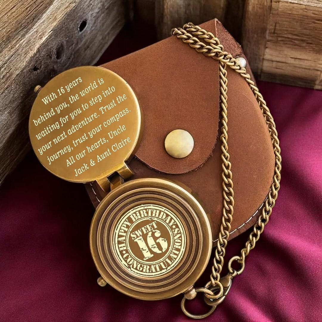 Personalised 16th Birthday Compass With Case - Etsy