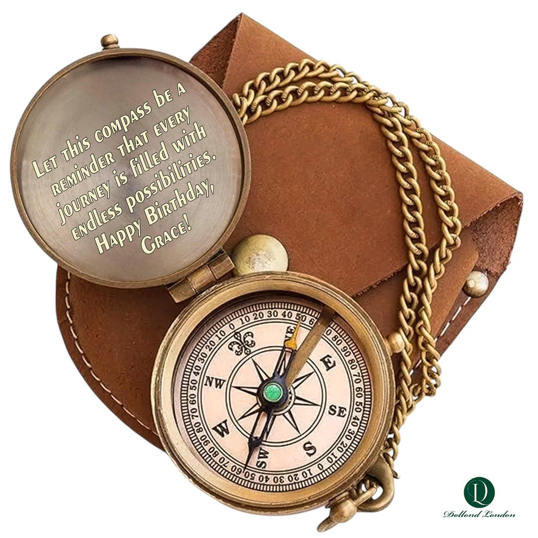 Personalised 21st Birthday Compass With Leather Case: Engraved Gift ...