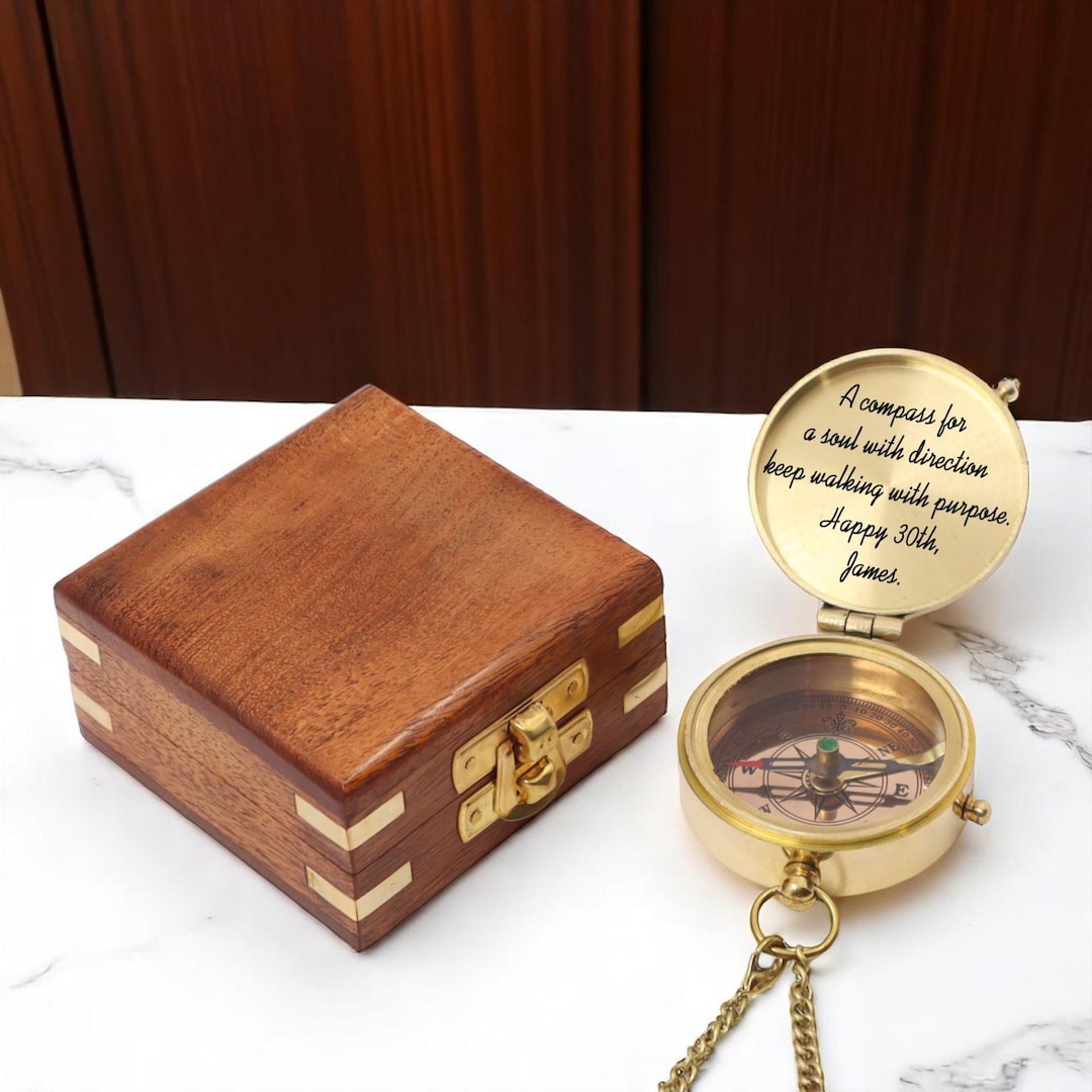 Personalised 30th Birthday Compass Gift With Wood Box - Etsy