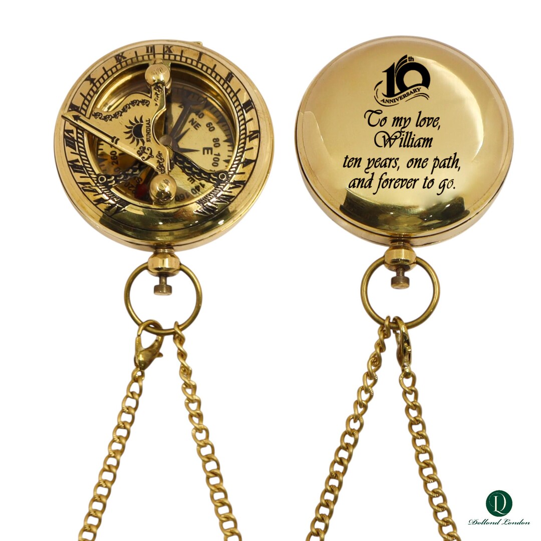 Personalized 10th Tin Anniversary Sundial Compass Gift - Etsy