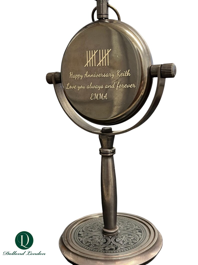 Personalised 10th Anniversary Desk Clock: Engraved Bronze Clock With ...