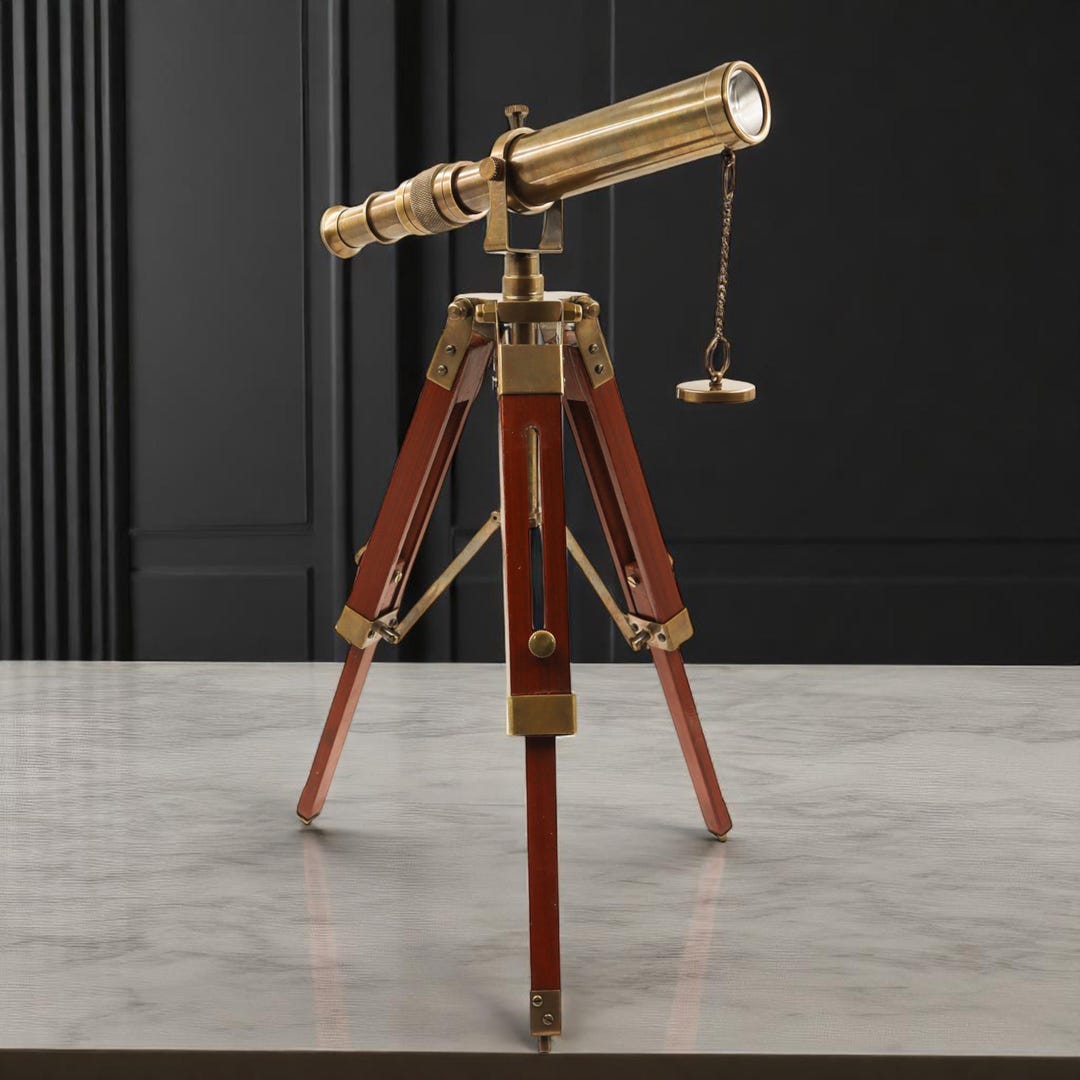 Custom Engraved Bronze Telescope on Wooden Stand | Personalised ...