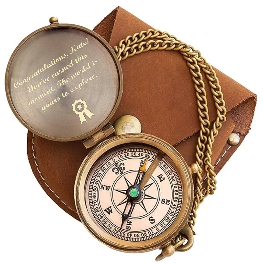 Personalized Bronze Compass With Leather Case - Etsy