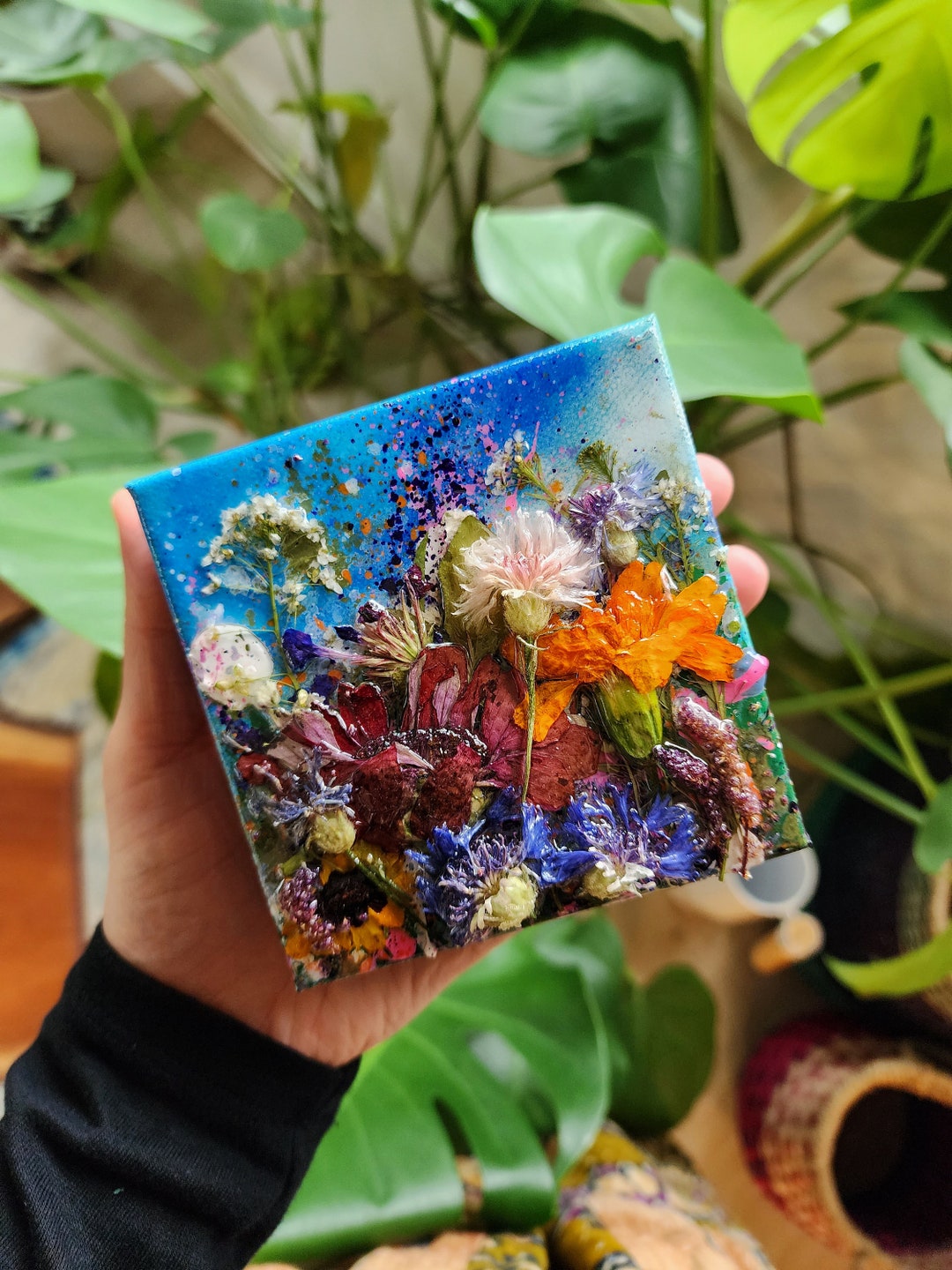 Real Flower Resin Painting, Wall Hanging, Shelf Decor, Wall Decor ...