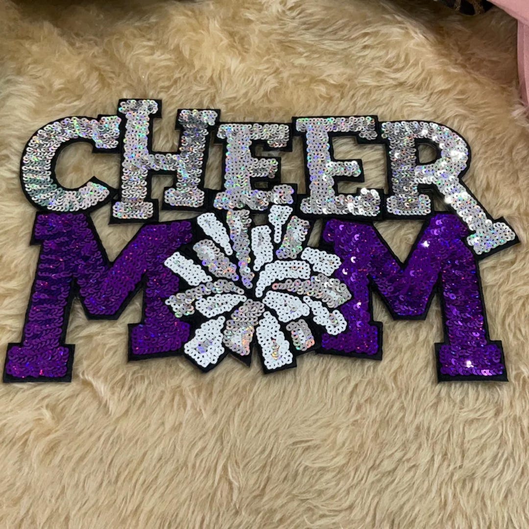 Cheer Mom Sequin Patch | Custom Iron-on Applique | Sequin Logos | Mama ...