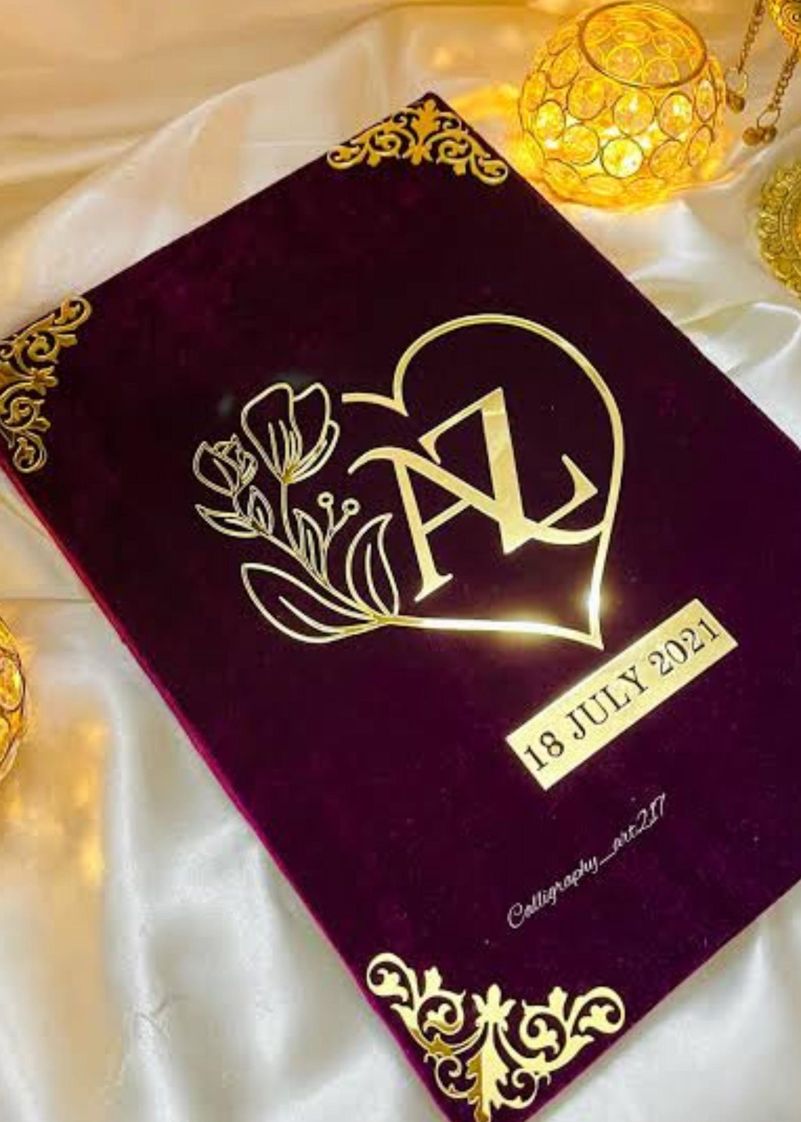 Custom Velvet Nikkah Booklet - Nikkah Certificate - Islamic Nikkah Sign ...