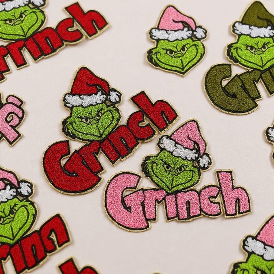 Grinch Chenille Patches | Chenille Logos | Christmas Patc | Lettermen ...