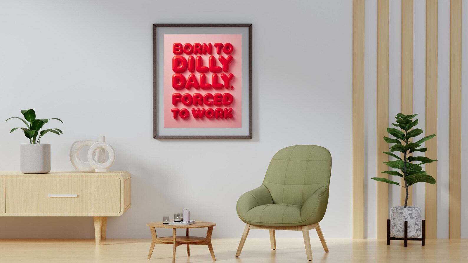 Born to Dilly Dally Forced to Work Digital Wall Art – Funny Quote ...