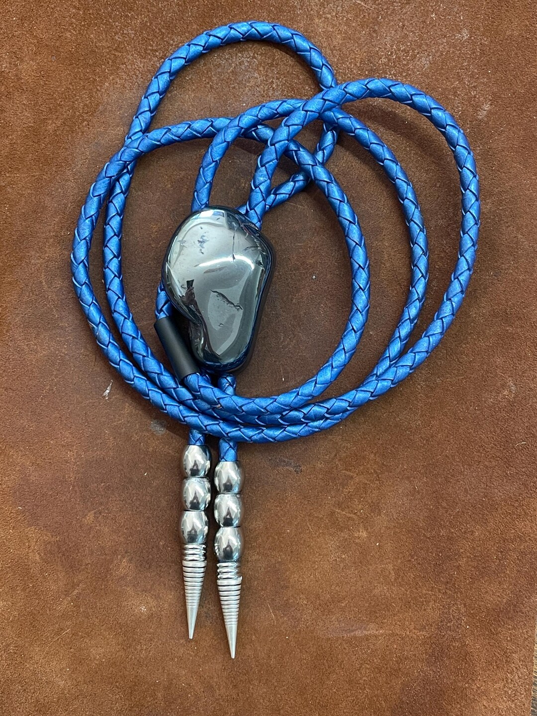 Mirror-finished Hematite Bolo, Wedding Tie, Handmade, Natural Stone ...