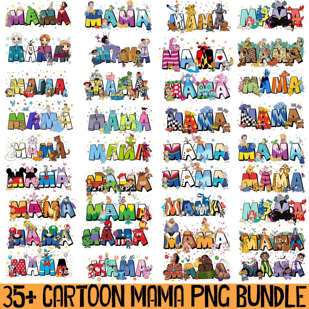 35+ Cartoon Mama Png Bundle, Princess Mom Png, Funny Cartoon Mama ...