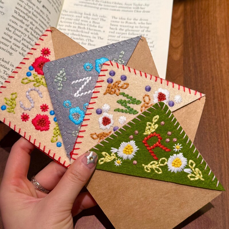 Embroidered Bookmark - Etsy