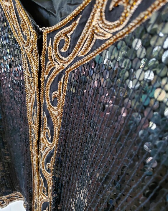 Gorgeous Vintage 1960s Black and Gold Sequins Cardiga… - Gem