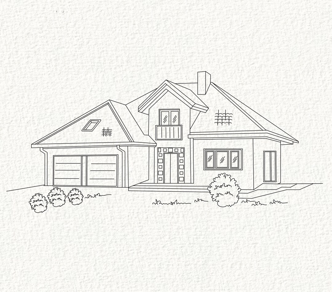 Custom House Line Art Illustration: Minimalist Building Portrait - Etsy UK