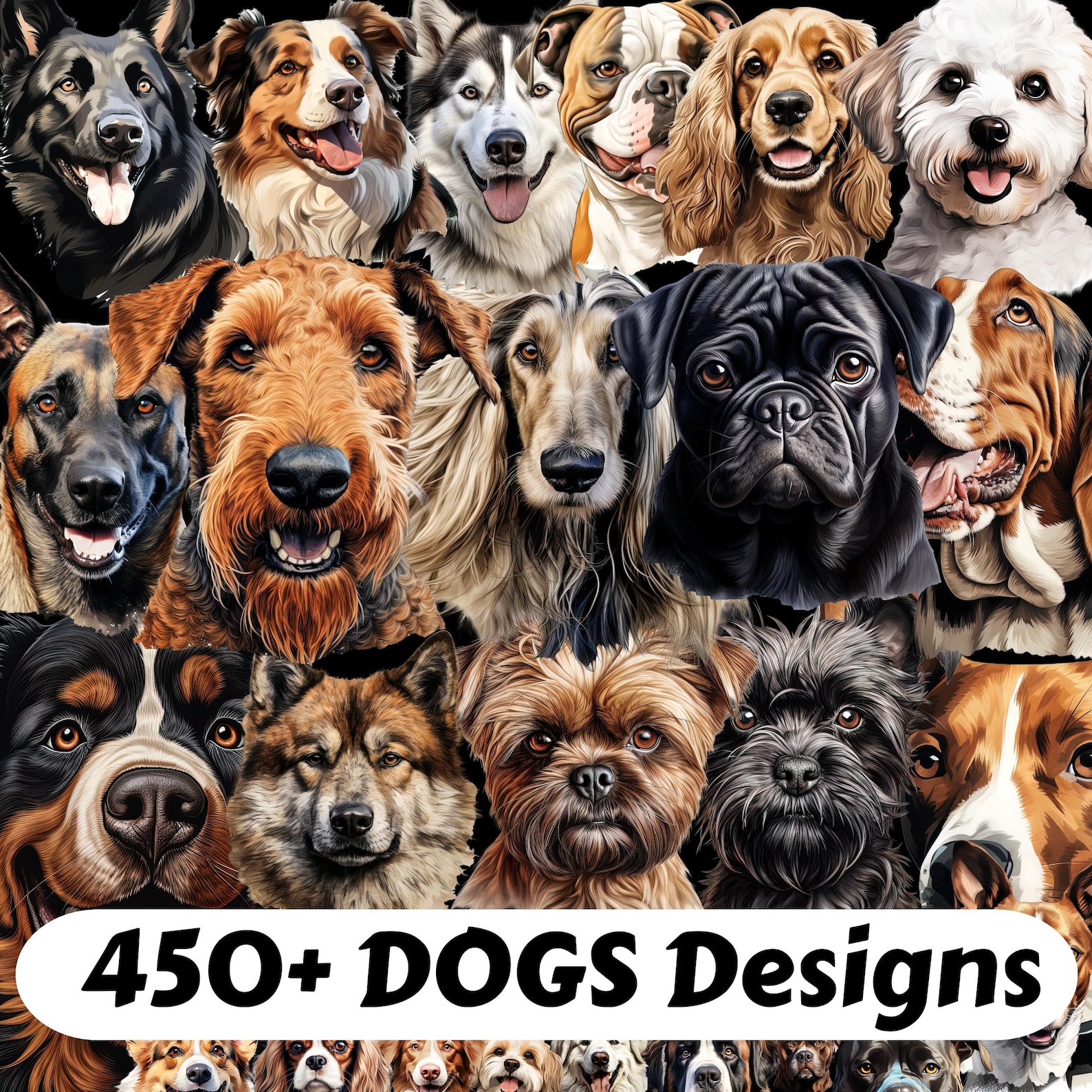 450+ Dog Breeds Watercolor Clipart Bundle -commercial Use License -PNG ...