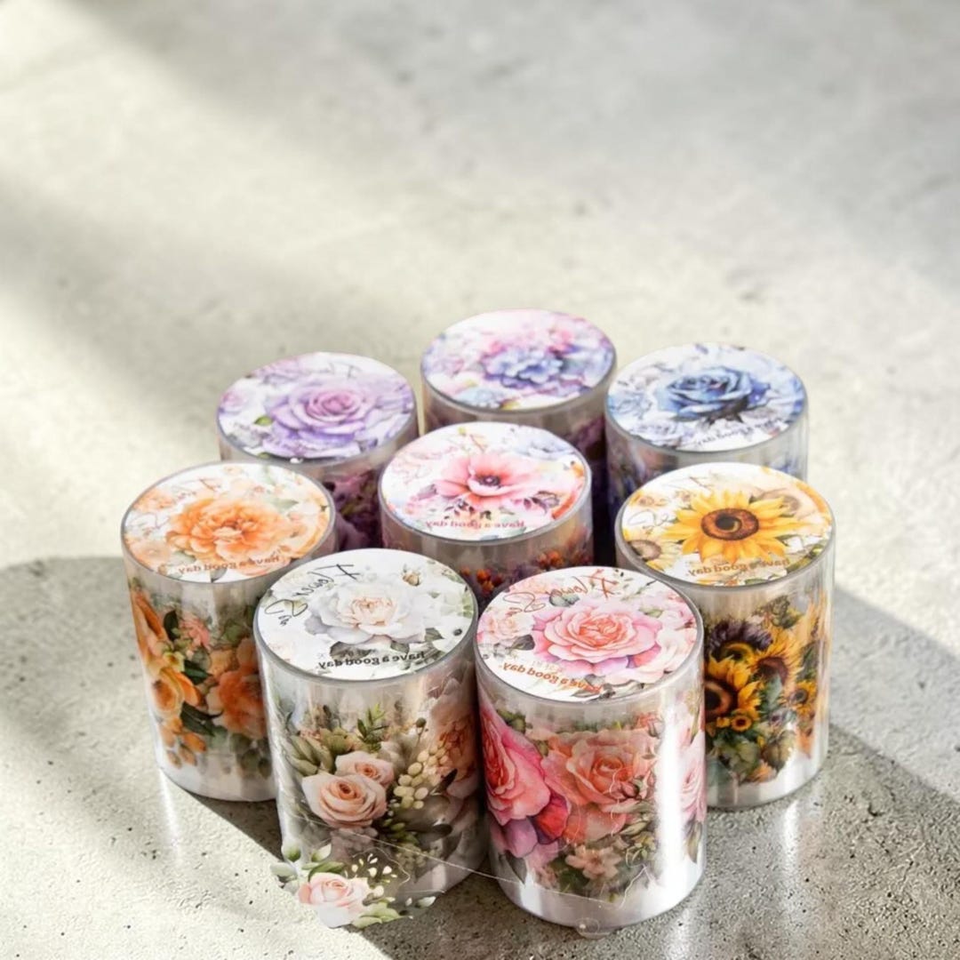 Floral Stickers 2m Roll – Transparent Flower Sea Decorative Tape for ...